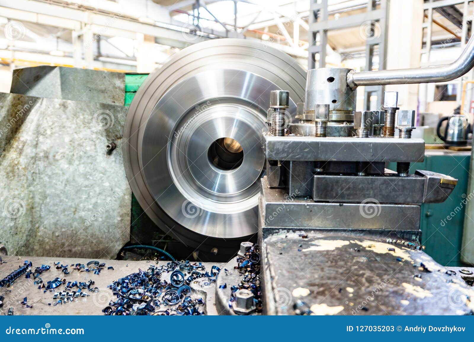 Processing of Metal on the Machine. Turning Work in Production. Stock ...