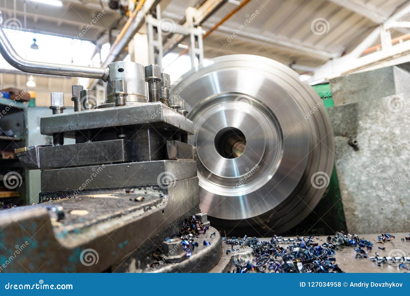 Processing of Metal on the Machine. Turning Work in Production. Stock ...