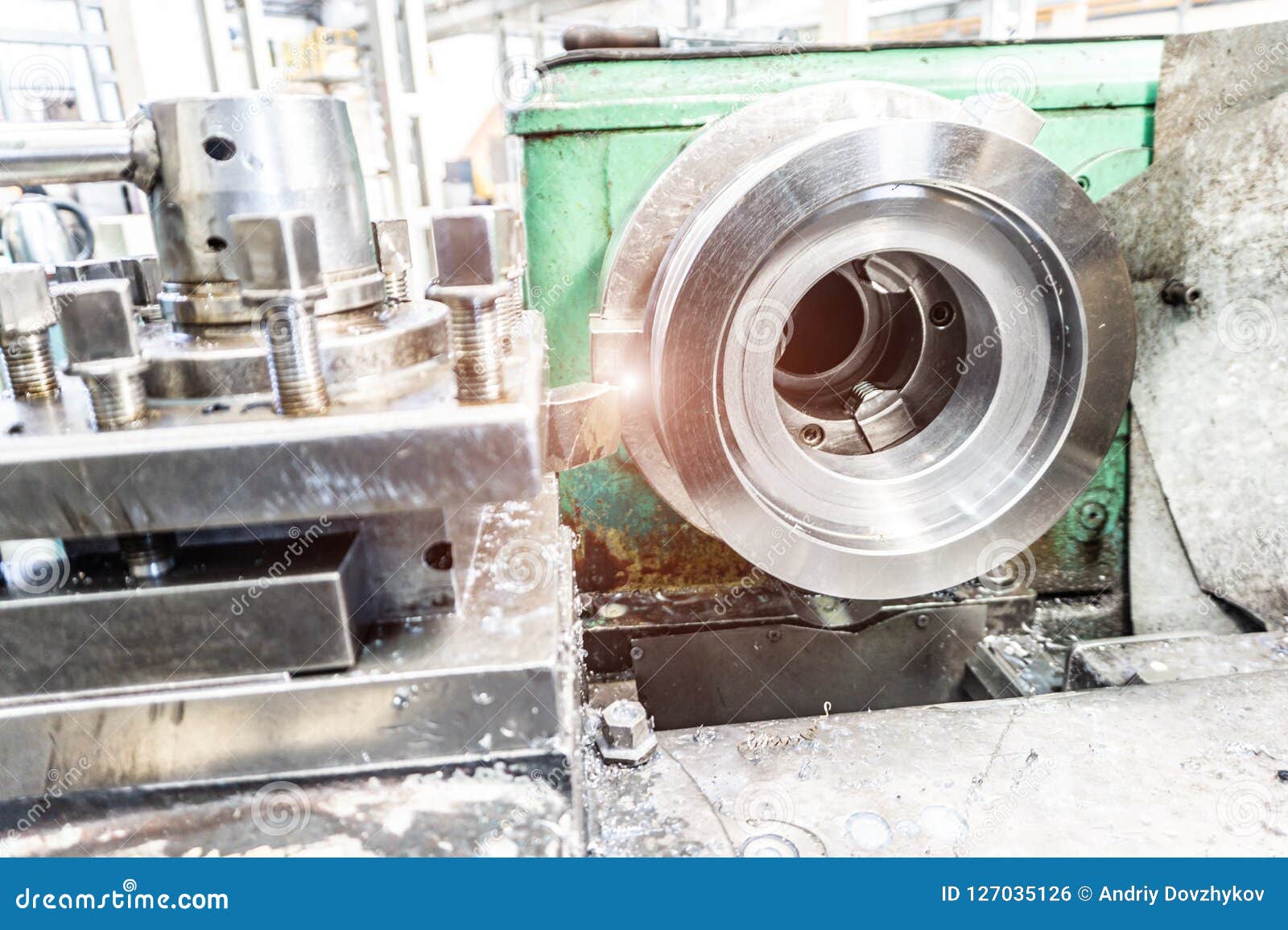 Processing of Metal on the Machine. Turning Work in Production. Stock ...