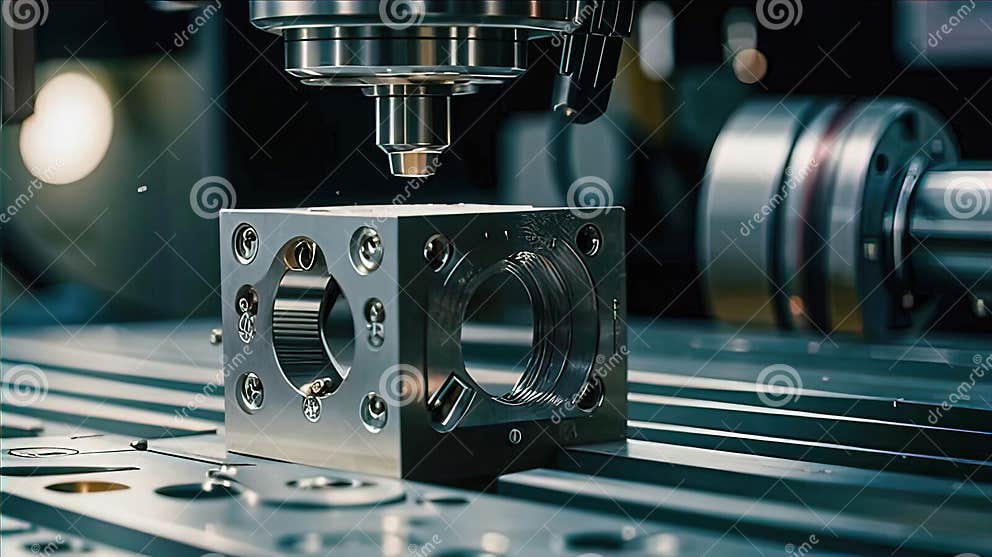 Processing a Metal Workpiece on a CNC Milling Machine, Working in a ...