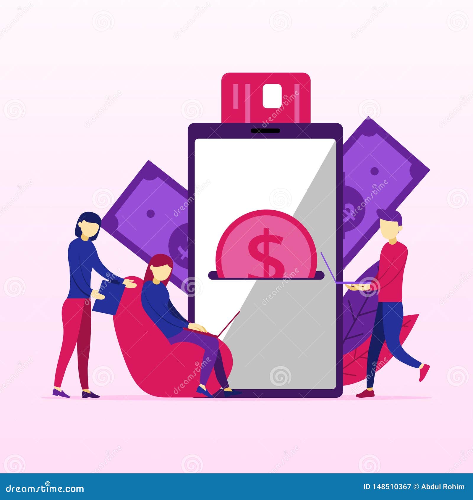 Processing Of Mobile Payments Cartoon Vector | CartoonDealer.com #75741665