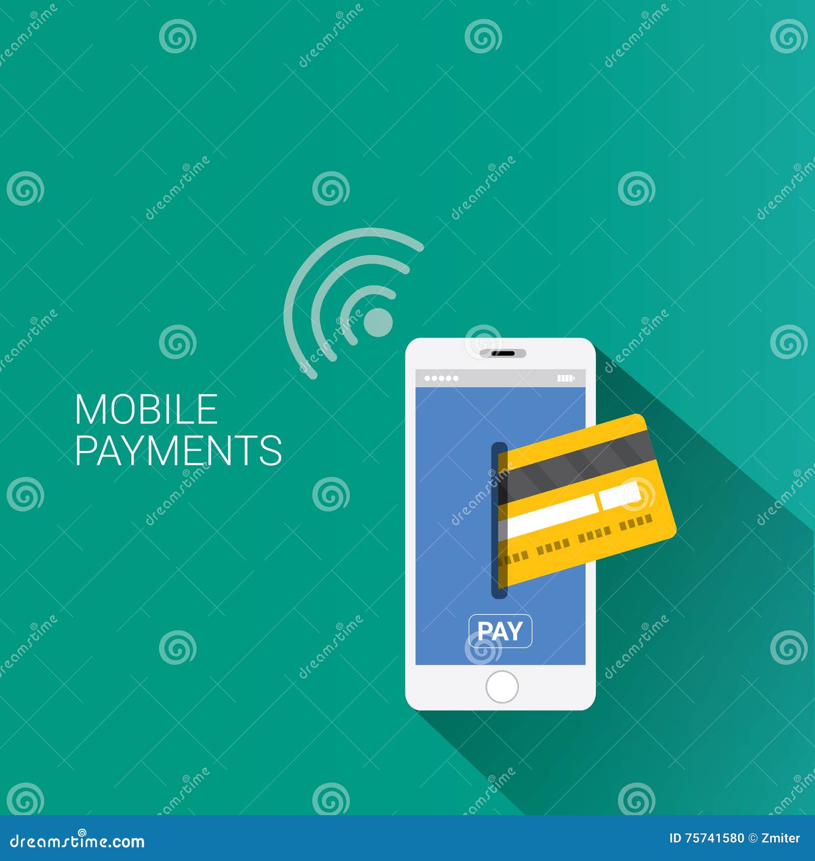 Processing of Mobile Payments Stock Vector - Illustration of phone ...