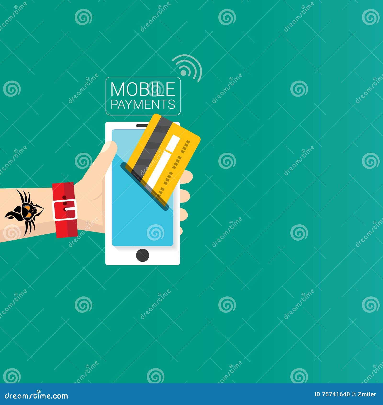 Processing of Mobile Payments Stock Vector - Illustration of innovation ...