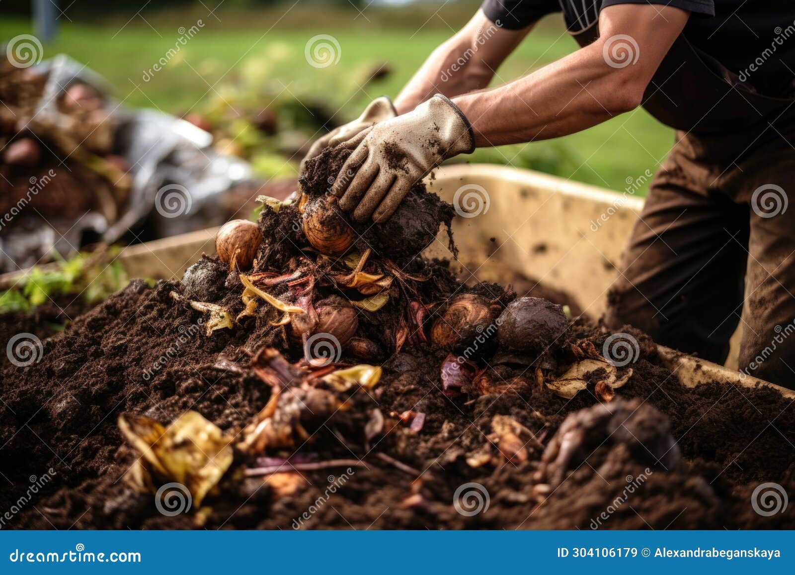 Processing of Organic Waste, Compost Preparation Stock Illustration ...