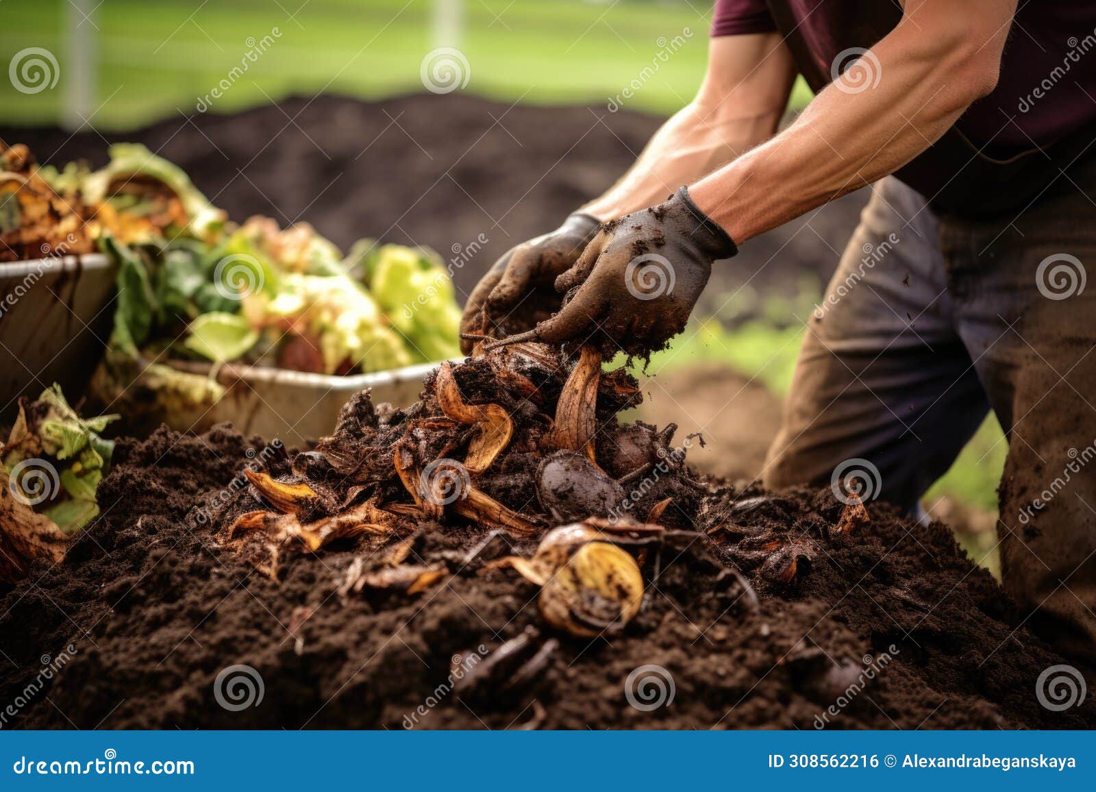 Processing of Organic Waste, Compost Preparation Stock Illustration ...