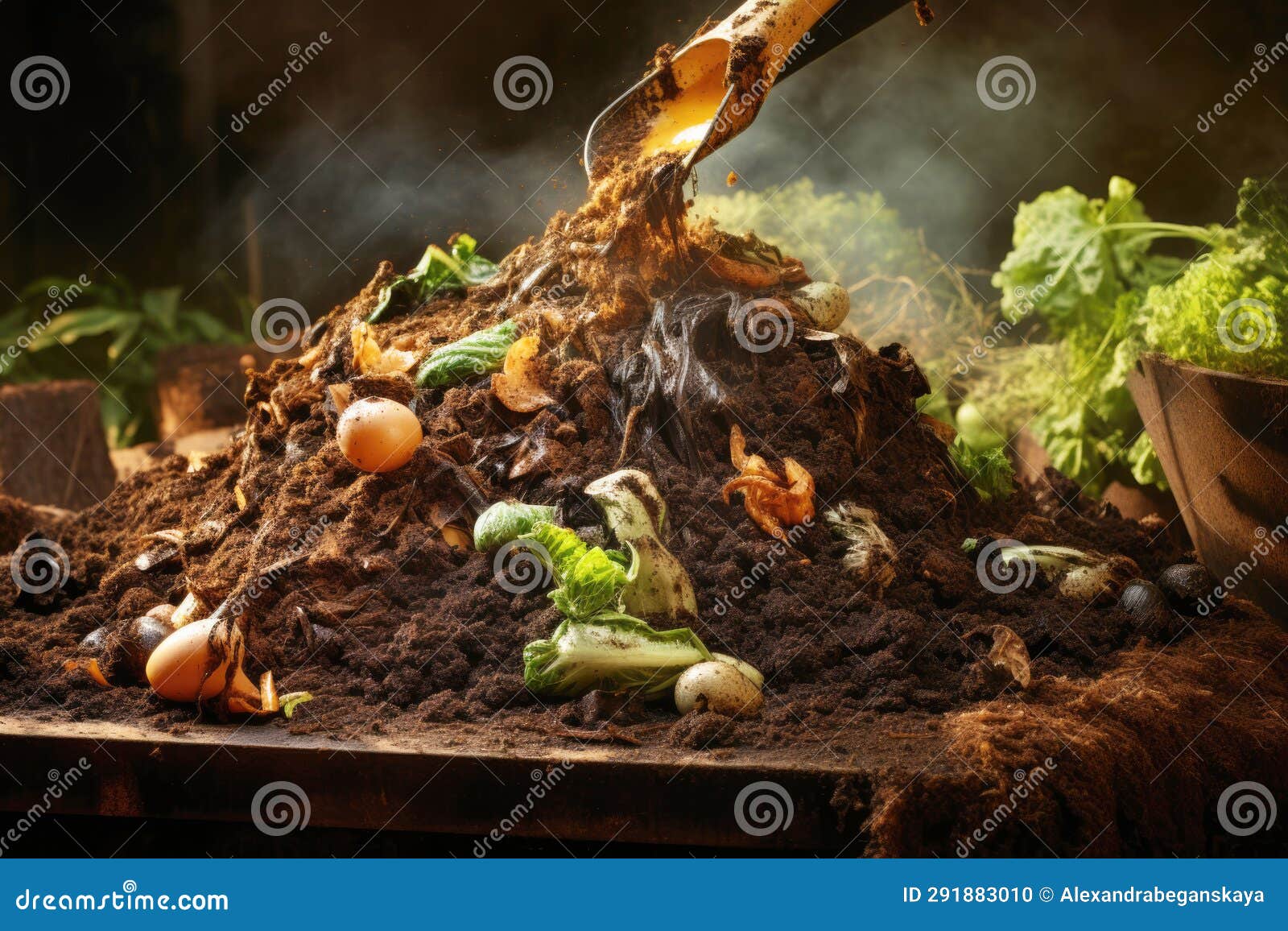 Processing of Organic Waste, Compost Preparation Stock Illustration ...