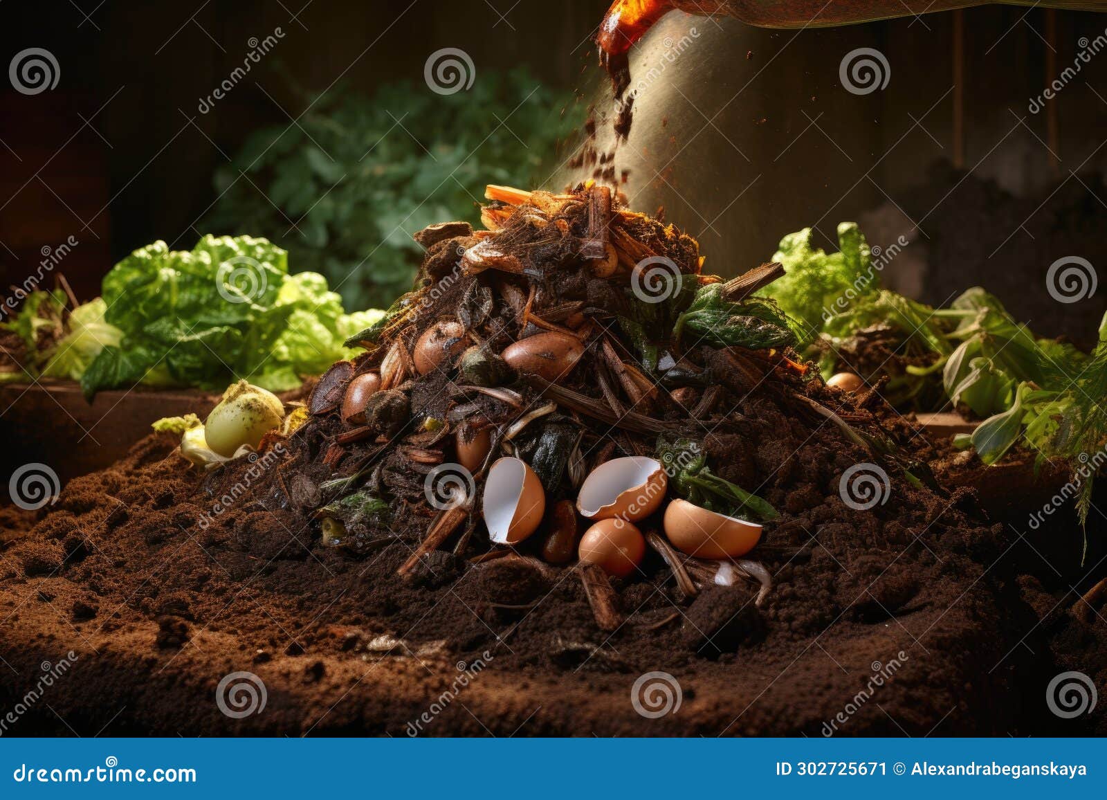 Processing of Organic Waste, Compost Preparation Stock Illustration ...
