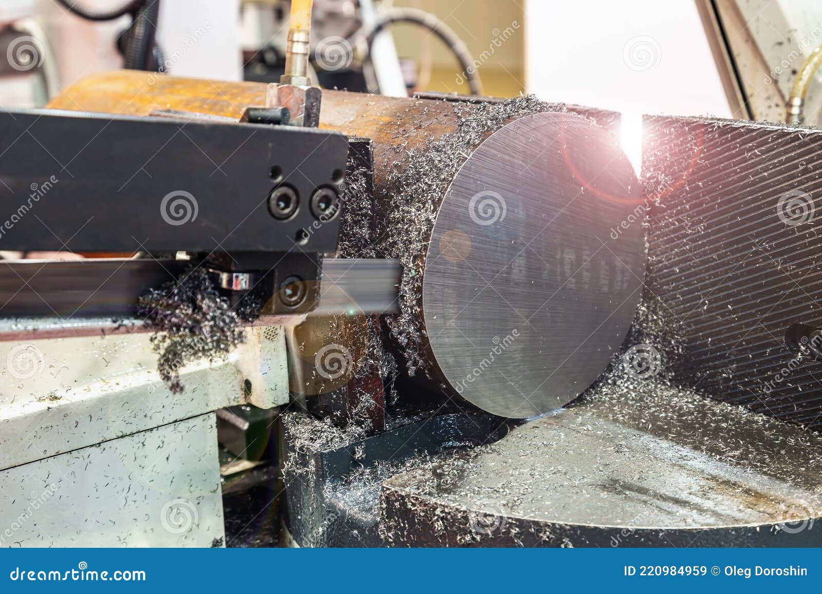 Processing of a Part on a Band Saw Machine. Designed for Cutting Stock ...