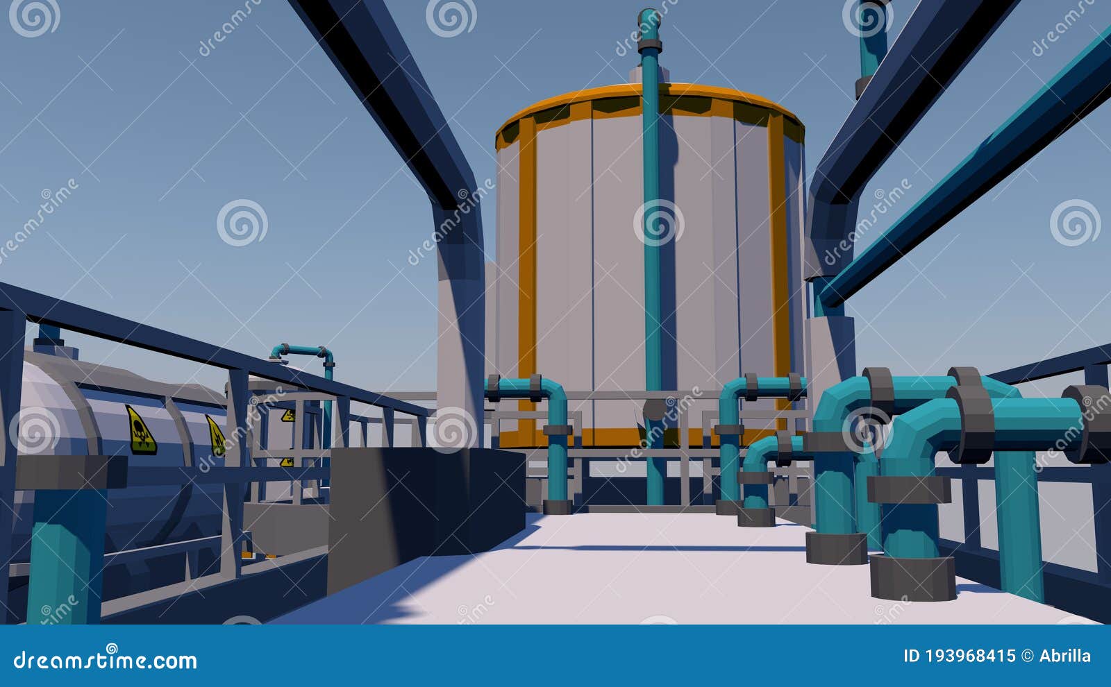 Processing Plant Equipment and Piping. 3D Rendering Stock Illustration ...