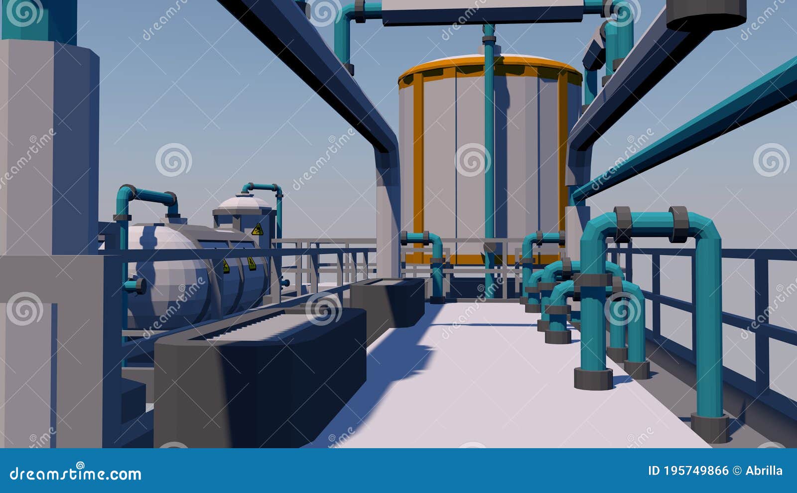 Processing Plant Equipment and Piping. 3D Rendering Stock Illustration ...