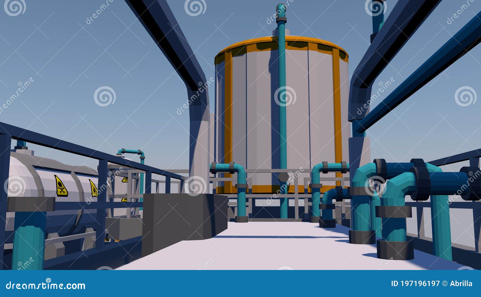 Processing Plant Equipment and Piping. 3D Rendering Stock Illustration ...