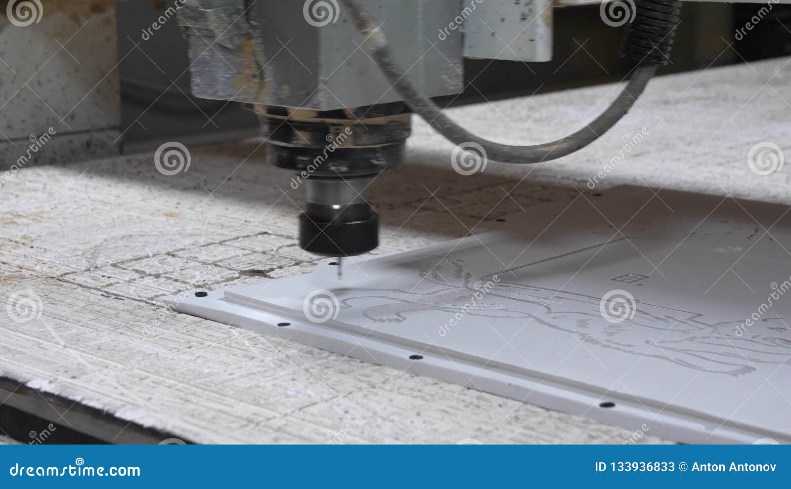Processing of Plastic with a Milling Machine at the Factory. CNC ...