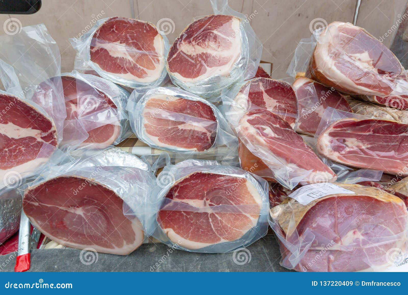 Ham Processing of Pork for Sausages and Salami Modena Stock Image ...