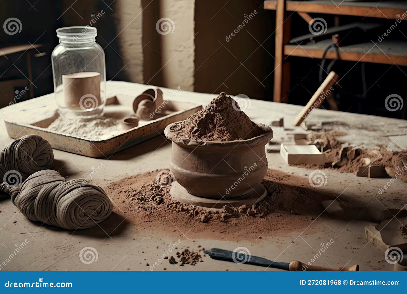Processing of Raw Clay on Table for Making Clay Products Stock ...