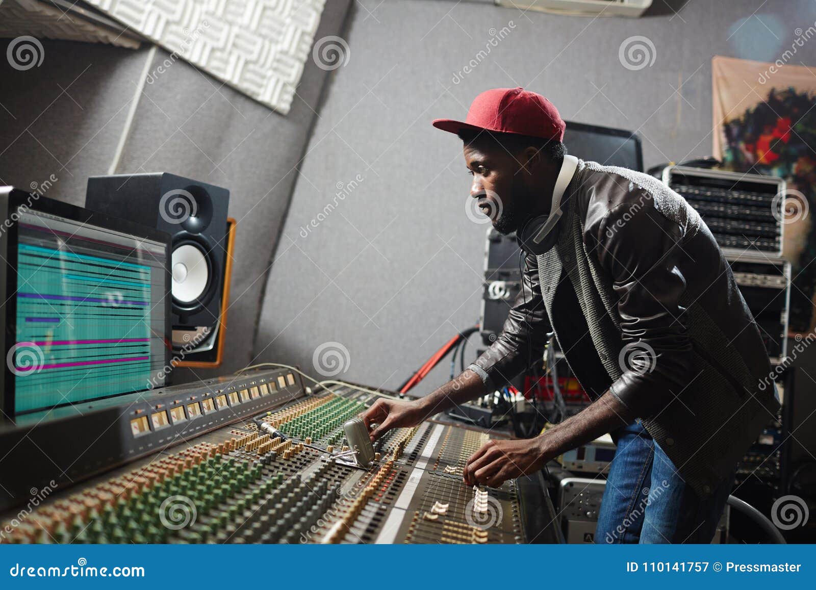 Processing record stock image. Image of mixingconsole - 110141757