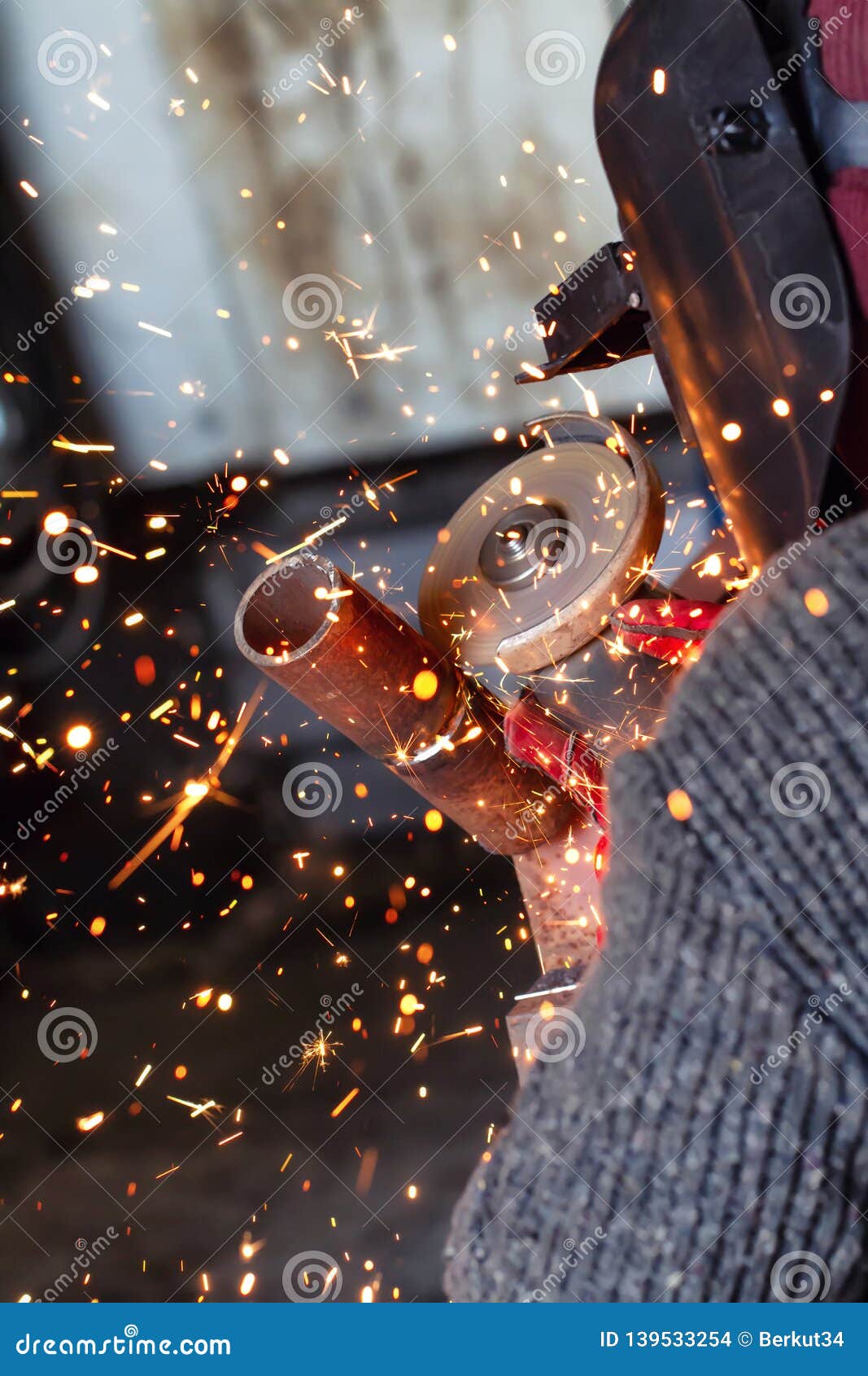 Processing Root Weld with a Cutting Machine Stock Photo - Image of ...
