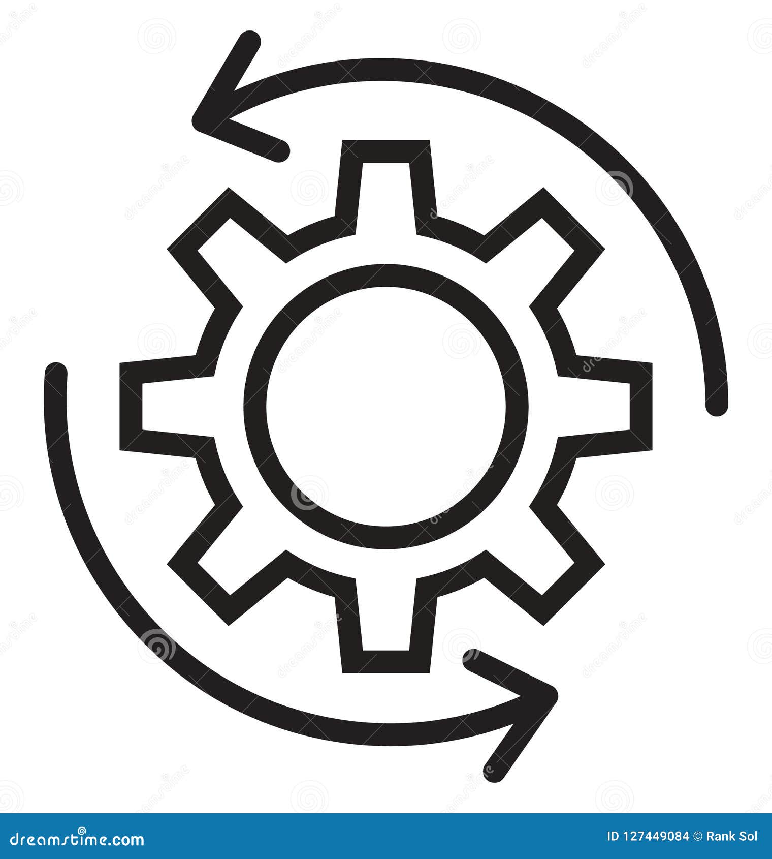 Processing Settings Cog Line Isolated Vector Icon Can Be Easily Modified And Edit Stock Vector