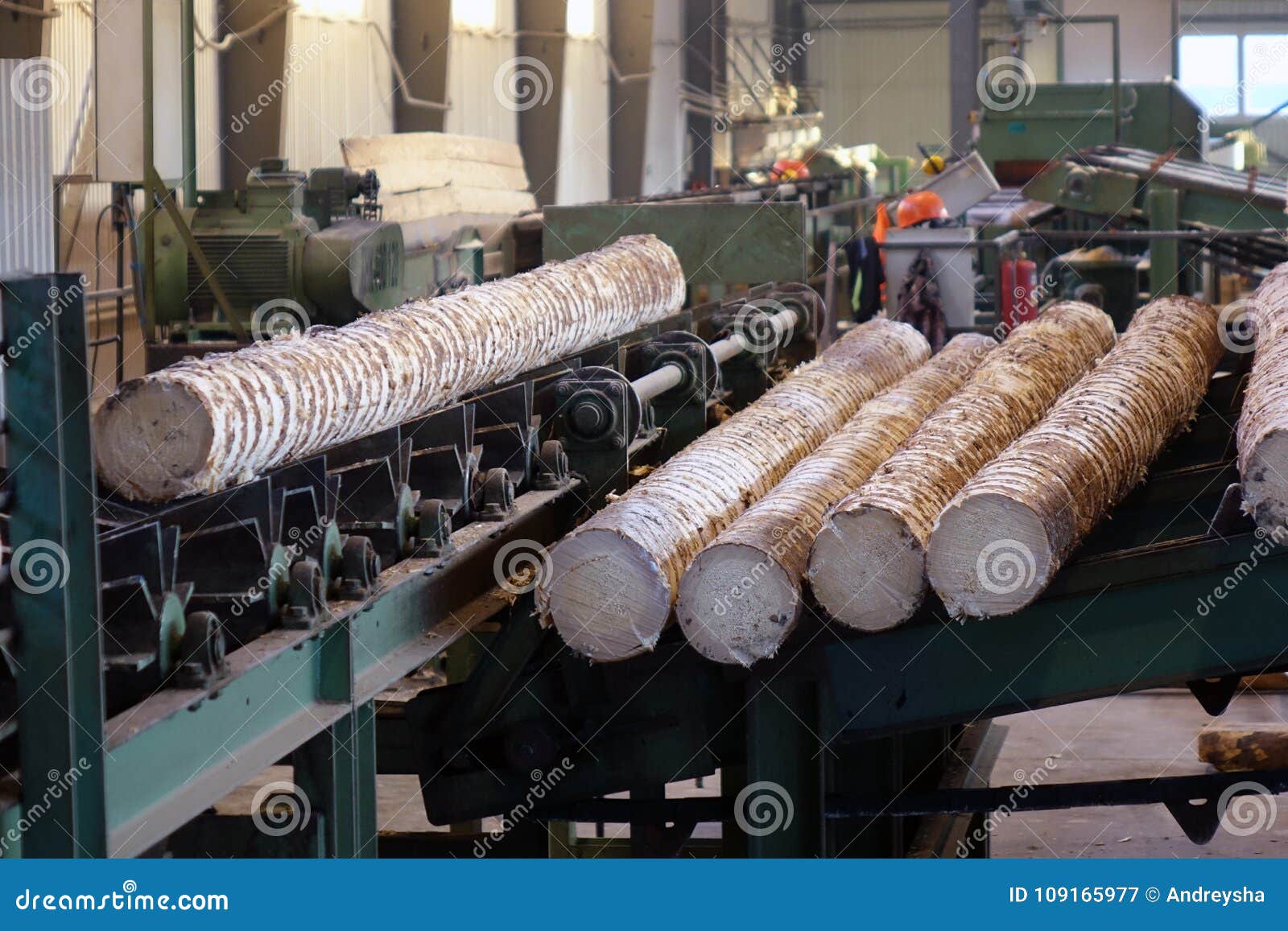 Processing of Timber at the Sawmill Stock Image - Image of wood ...