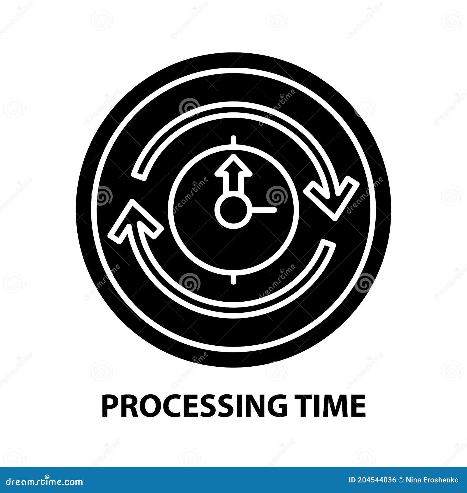 Processing Time Symbol Icon, Black Vector Sign with Editable Strokes ...