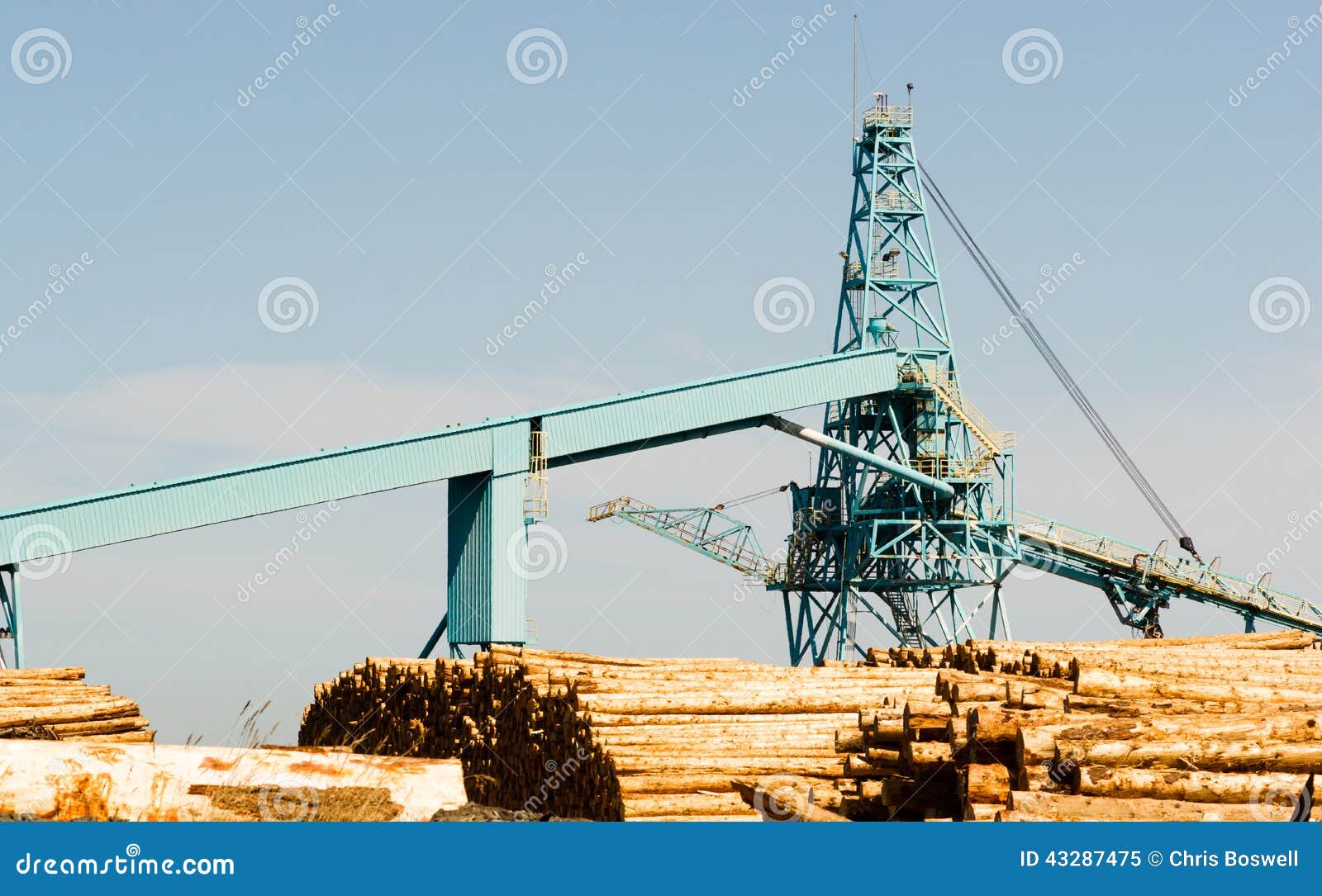 Processing Tower Waterfront Log Storage Yard Paper Mill Stock Image ...