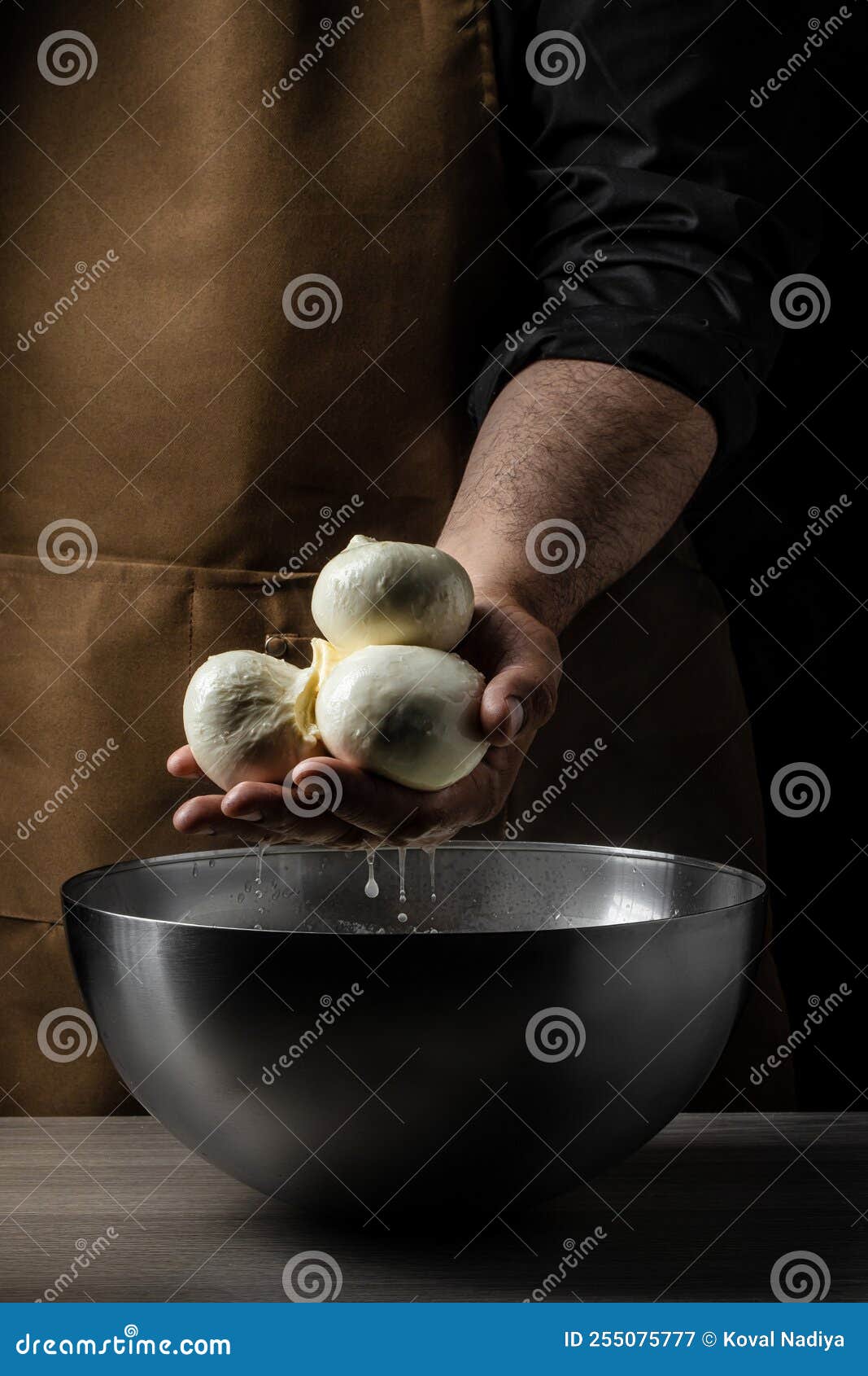 The Processing Traditional Italian Mozzarella, Cheesemaker, Showing ...