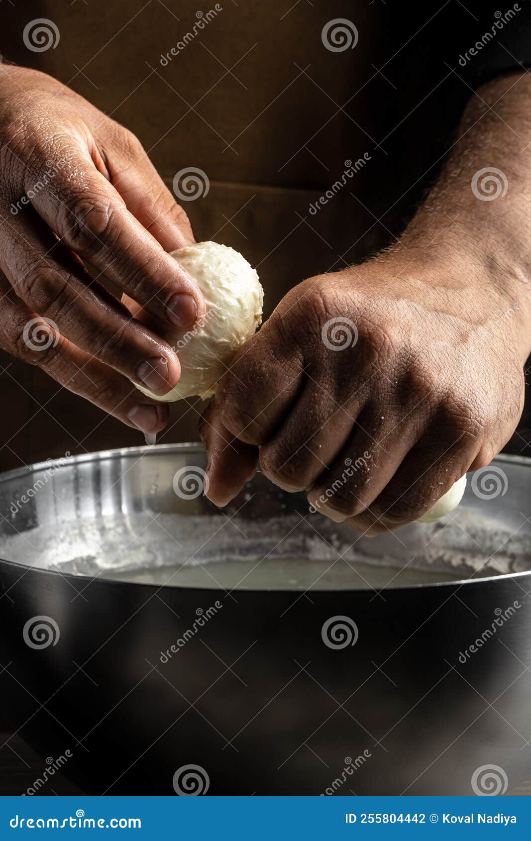 The Processing Traditional Italian Mozzarella, Cheesemaker, Showing ...