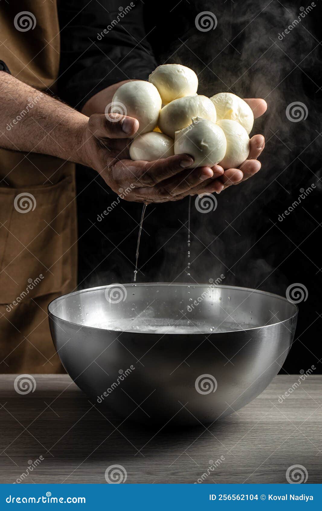 The Processing Traditional Italian Mozzarella, Cheesemaker, Showing ...