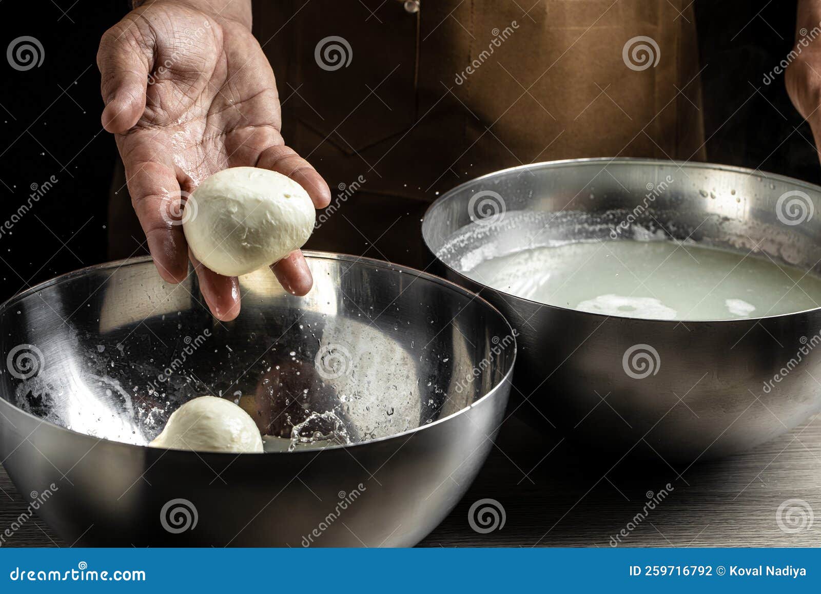 The Processing Traditional Italian Mozzarella, Cheesemaker, Showing ...