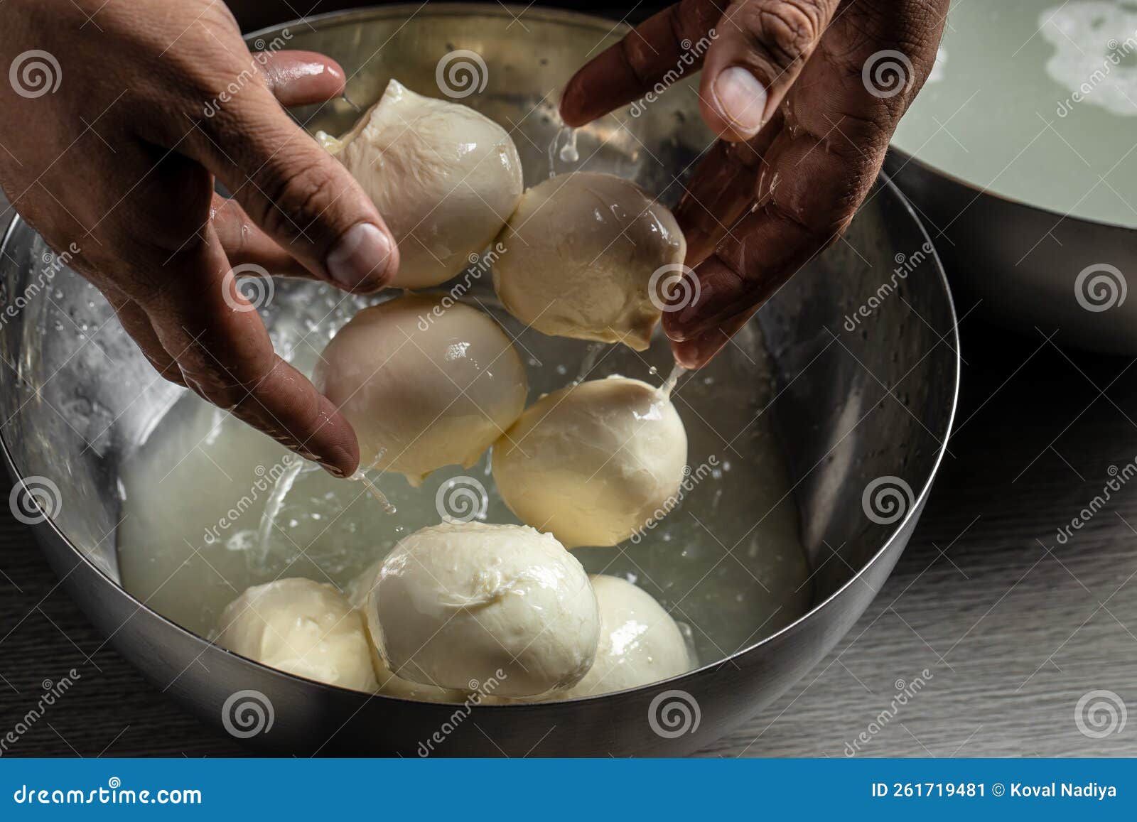 The Processing Traditional Italian Mozzarella, Cheesemaker, Showing ...