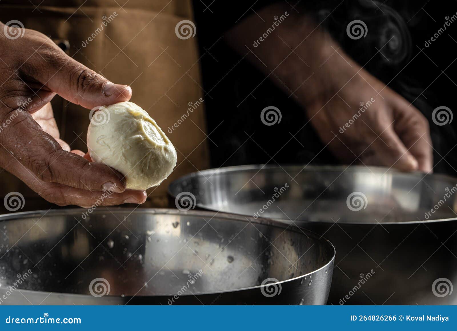 The Processing Traditional Italian Mozzarella, Cheesemaker, Showing ...