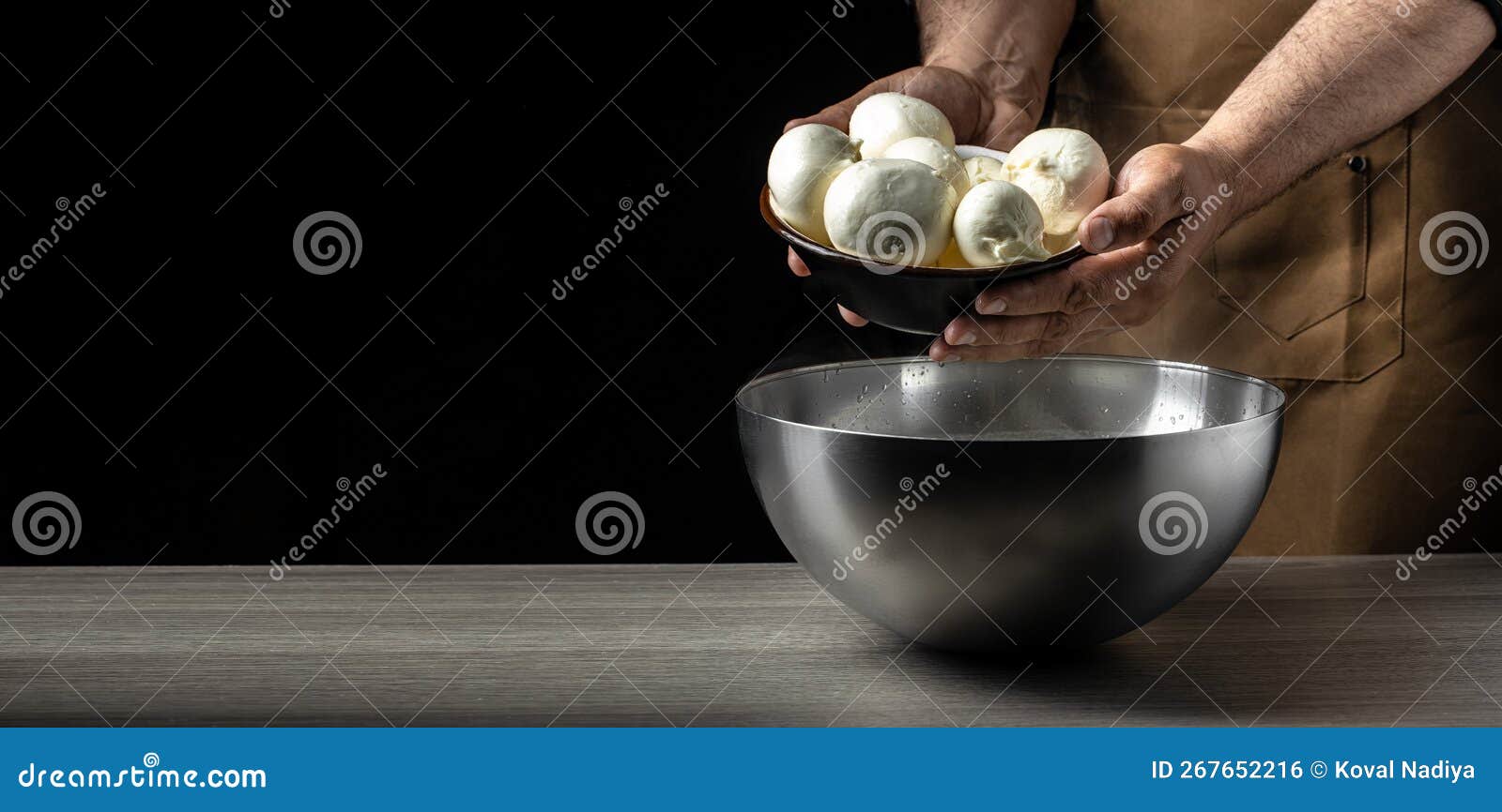 The Processing Traditional Italian Mozzarella, Cheesemaker, Showing ...