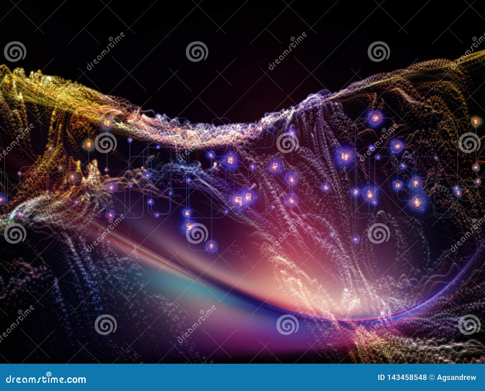 Processing Virtual World stock illustration. Illustration of knowledge ...