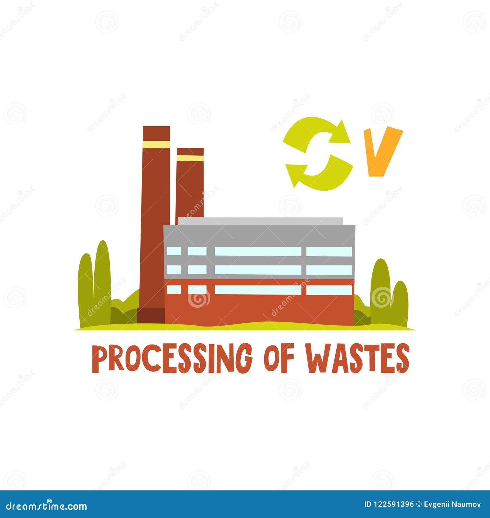 Processing of Waste, Trash Recycling Plant Vector Illustration on a ...