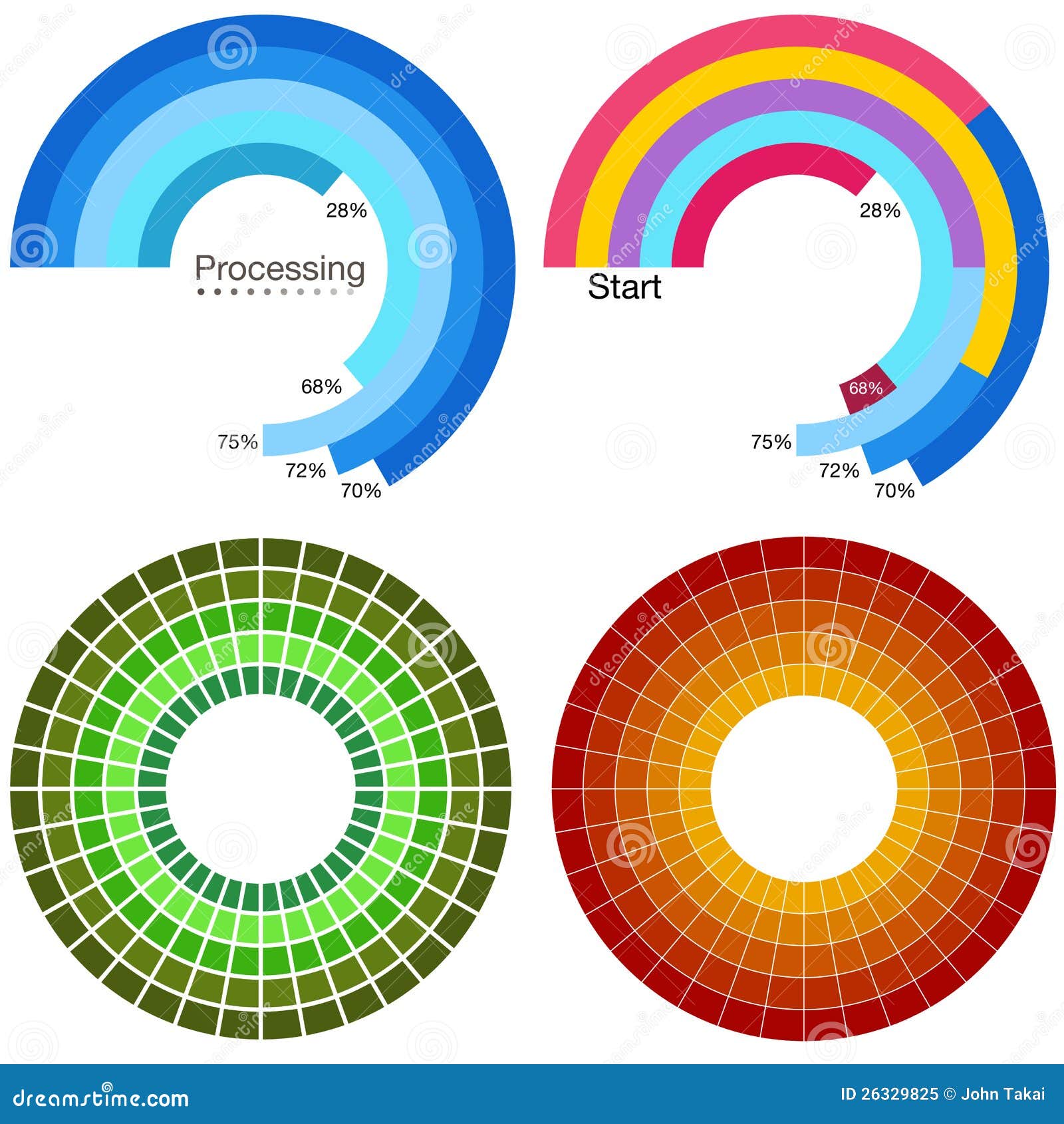 Processing Wheel Chart Set stock vector. Illustration of grid - 26329825