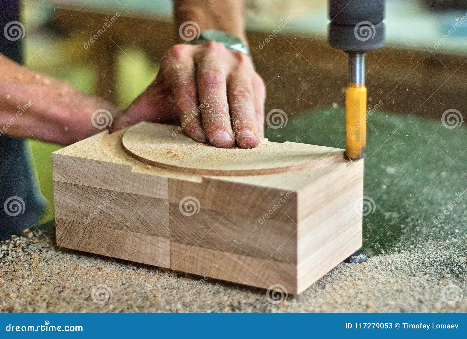 Processing of Wooden Products with a Milling Machine Stock Image ...