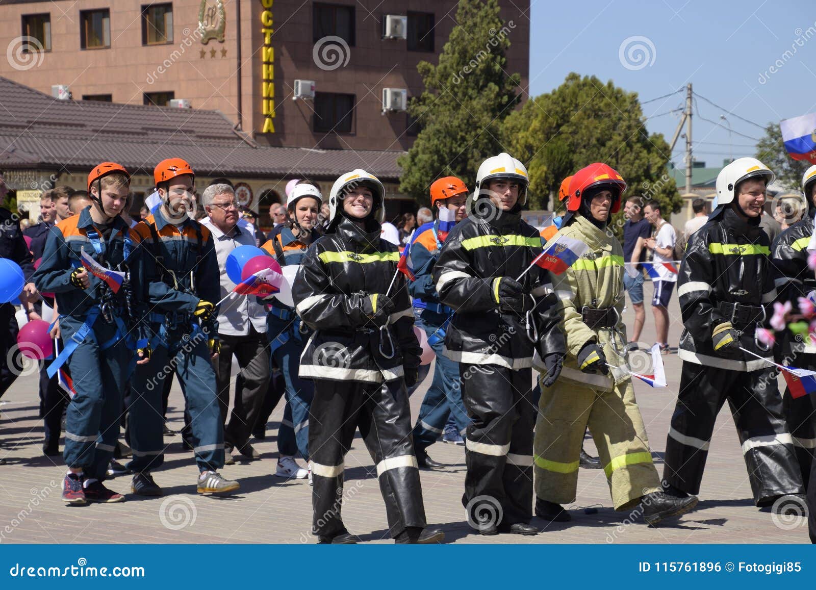A Procession of Students of the Rescue Service and Firefighters ...