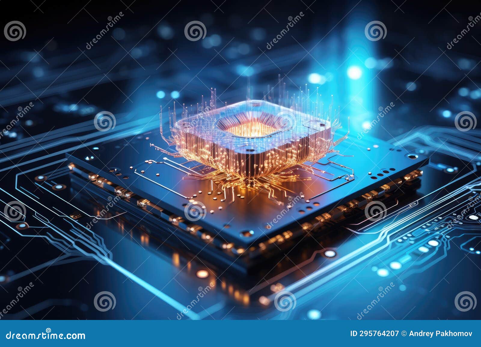 Processor AI Artificial Intelligence Technology. Smart Computer Chipset on Circuit Board for ...