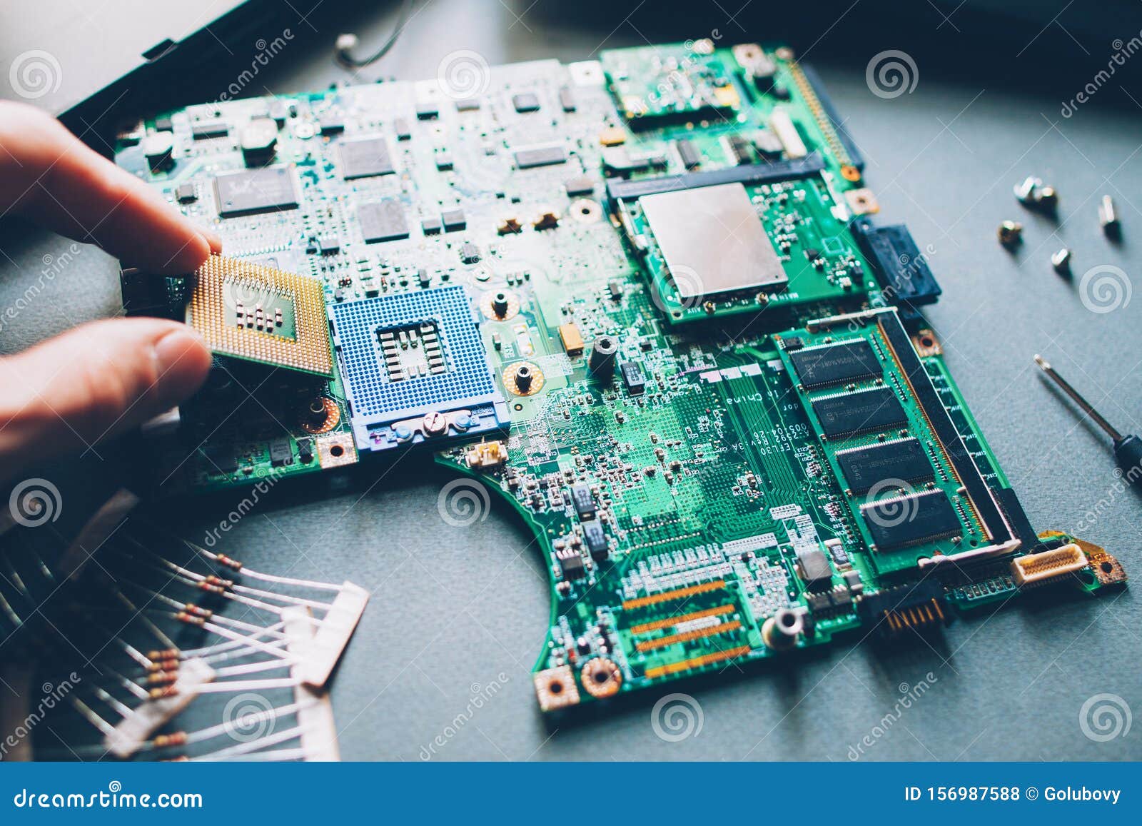 Processor Analysis Repair Cpu Motherboard Stock Photo - Image of ...