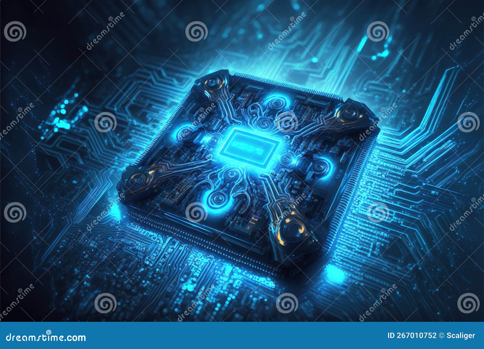 Processor of Artificial Intelligence, Microchips and Magic Light Inside Computer, Generative AI ...