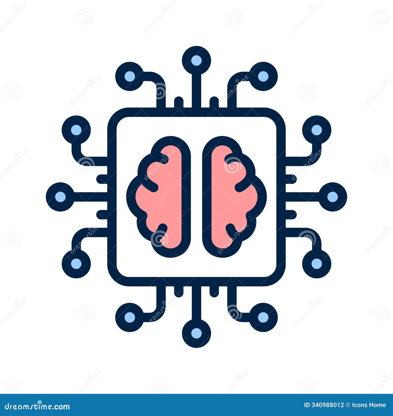 A Processor Chip Brain, Concept of Brain Processor Vector Icon Stock ...
