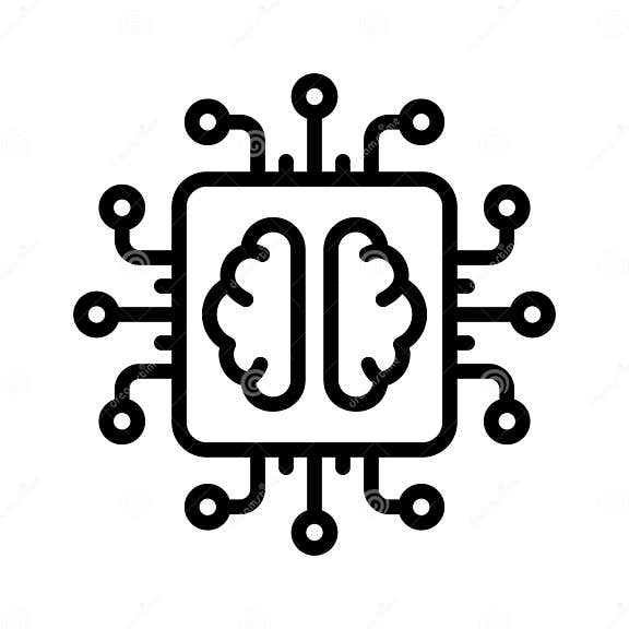 A Processor Chip Brain, Concept of Brain Processor Vector Icon Stock ...