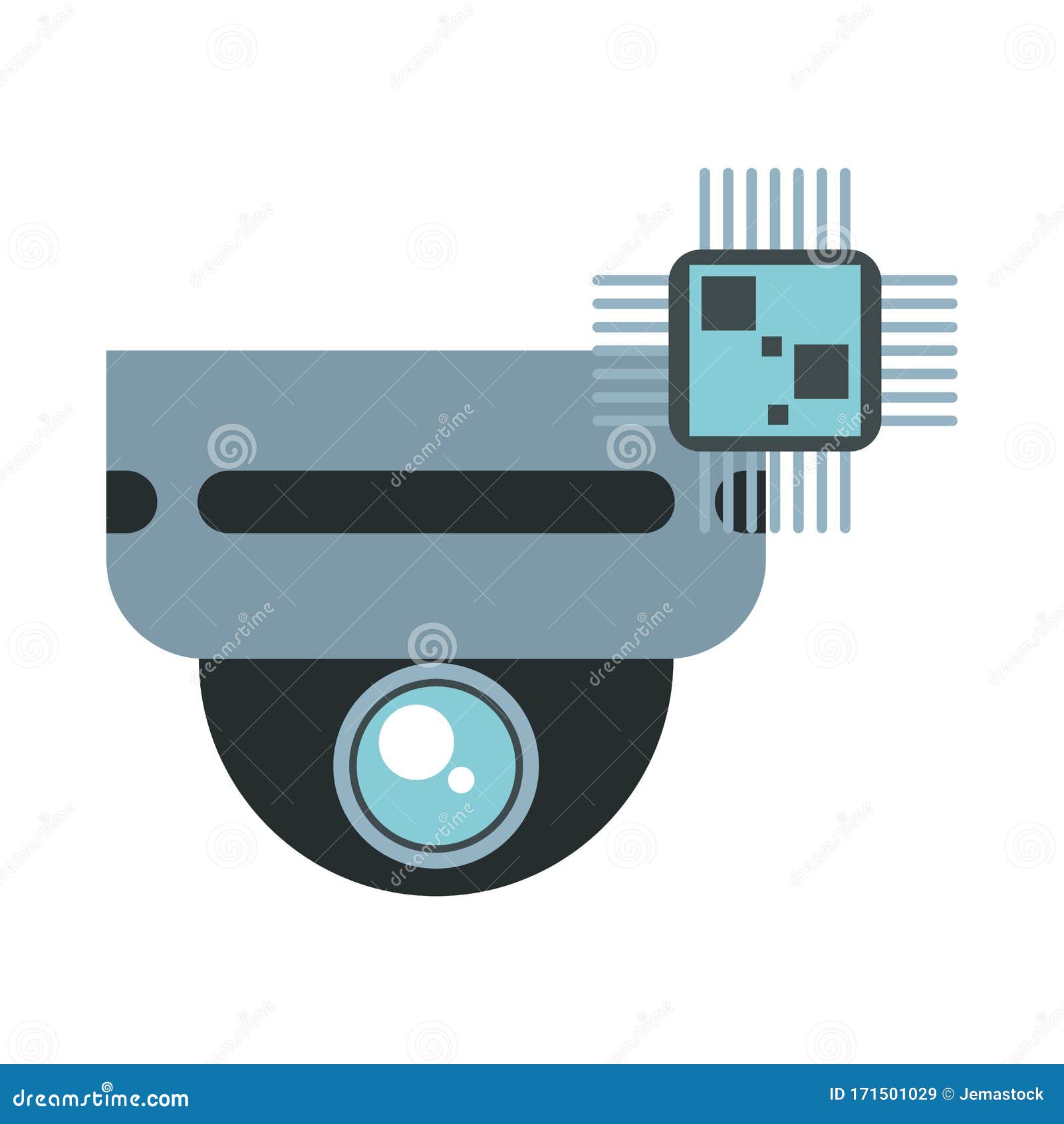 Processor Chip with Cctv Camera Devices Technology Stock Vector ...