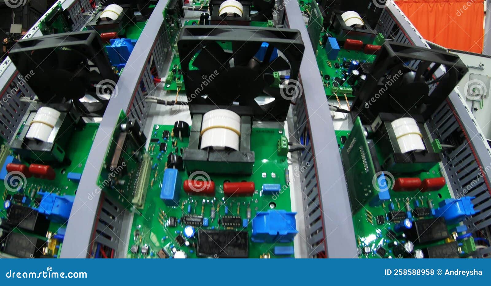 Processor Chip and Cooler Fan on the Motherboard. High-tech Processing ...