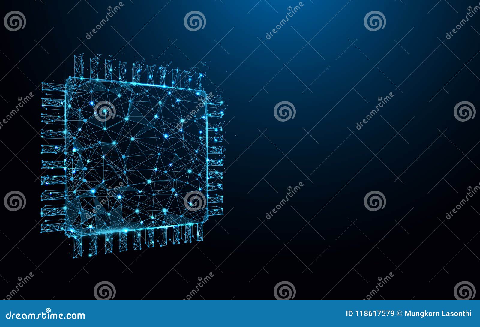 Processor Chip Form Lines, Triangles and Particle Style Design. Stock Vector - Illustration of ...
