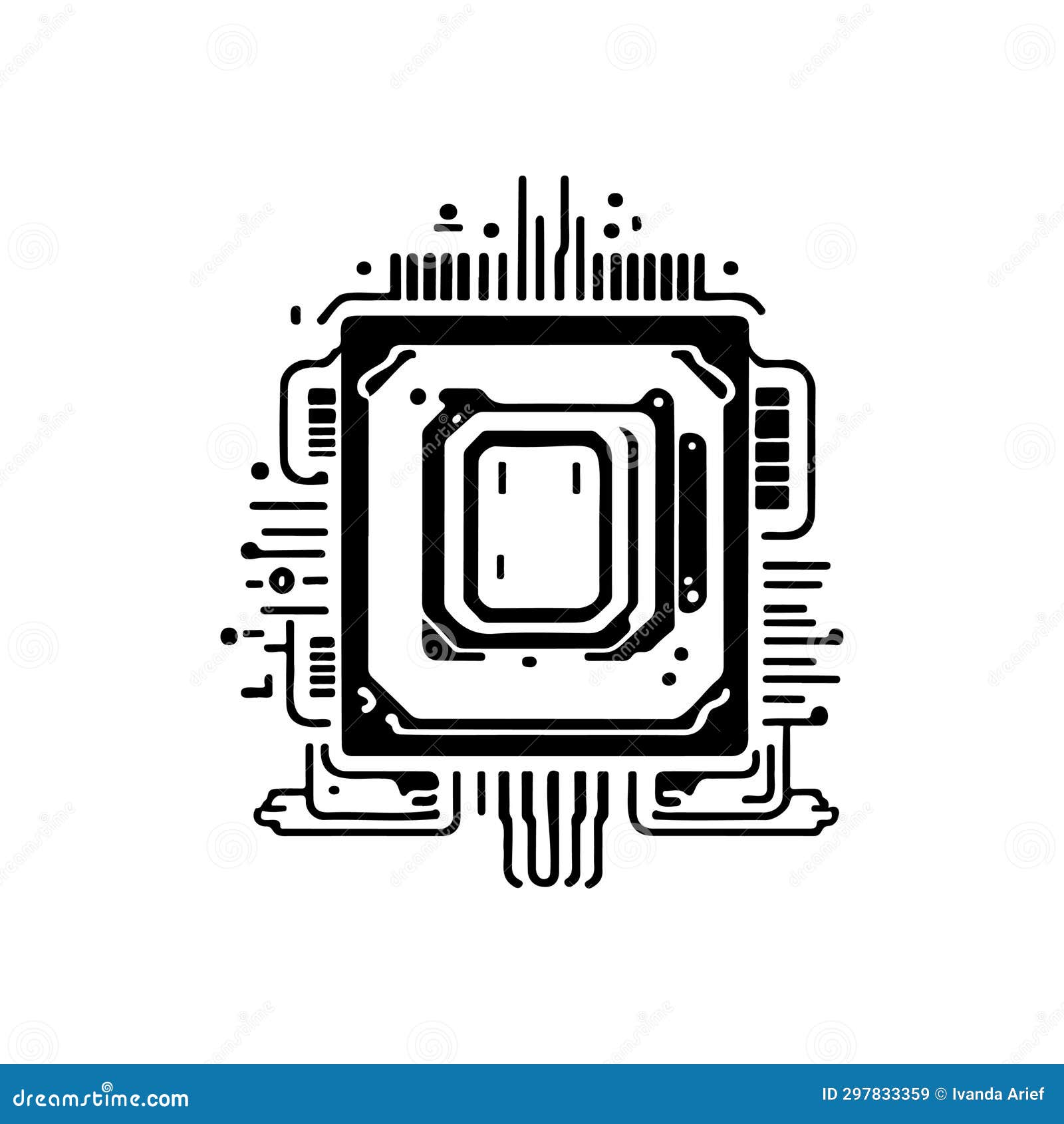 Processor Chip Icon Hand Draw Black Colour Artificial Intelligence Logo ...