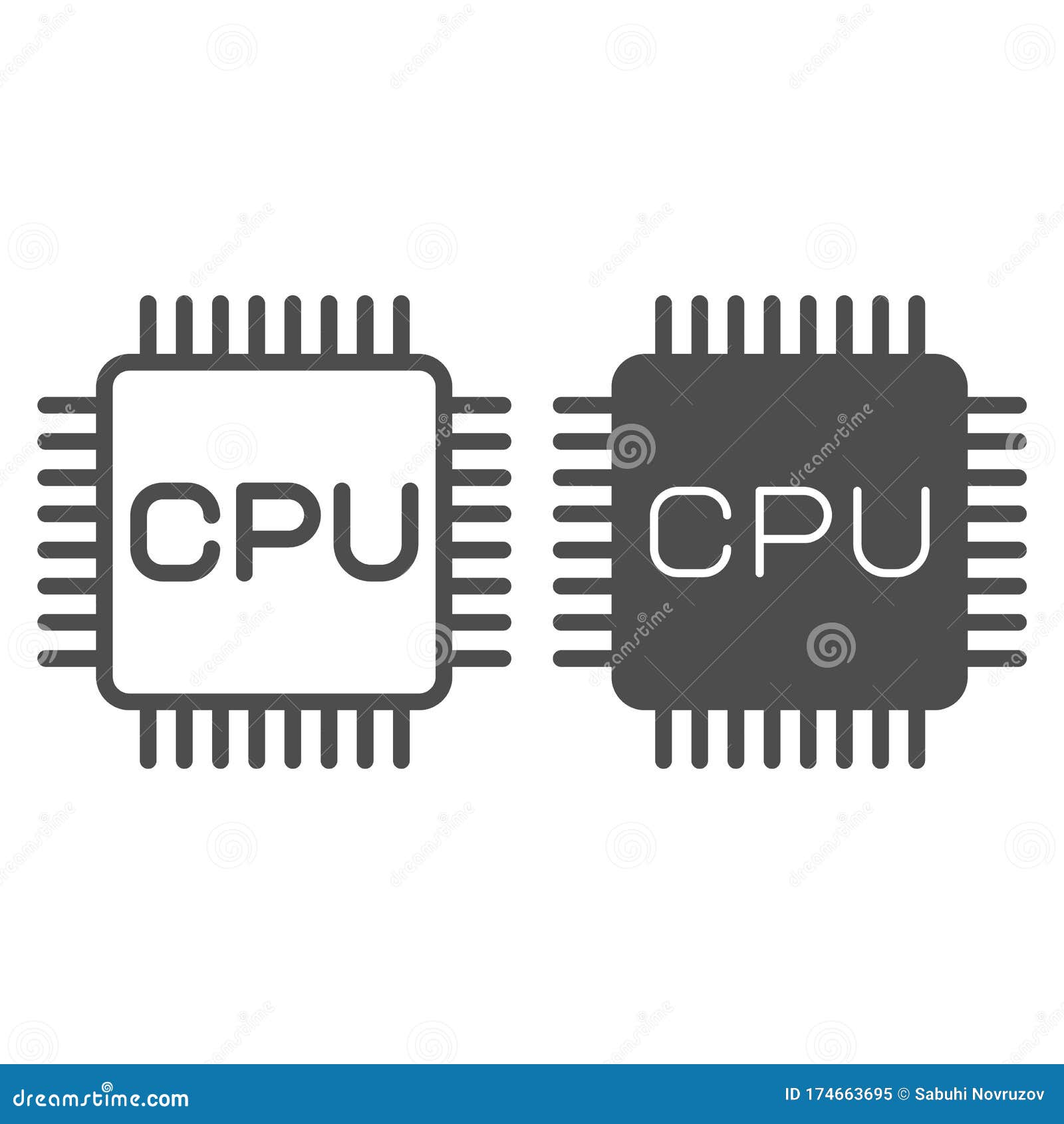 Processor Chip Line and Solid Icon. Computer Hardware, Central ...