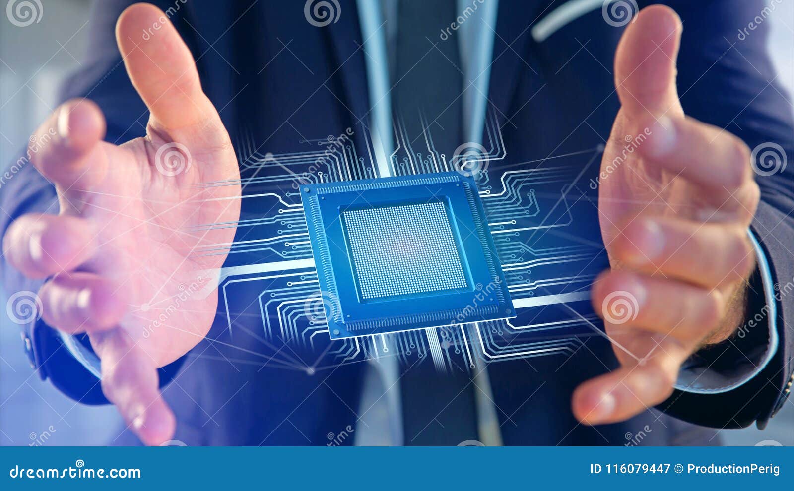 Processor Chip and Network Connection - 3d Render Stock Image - Image ...