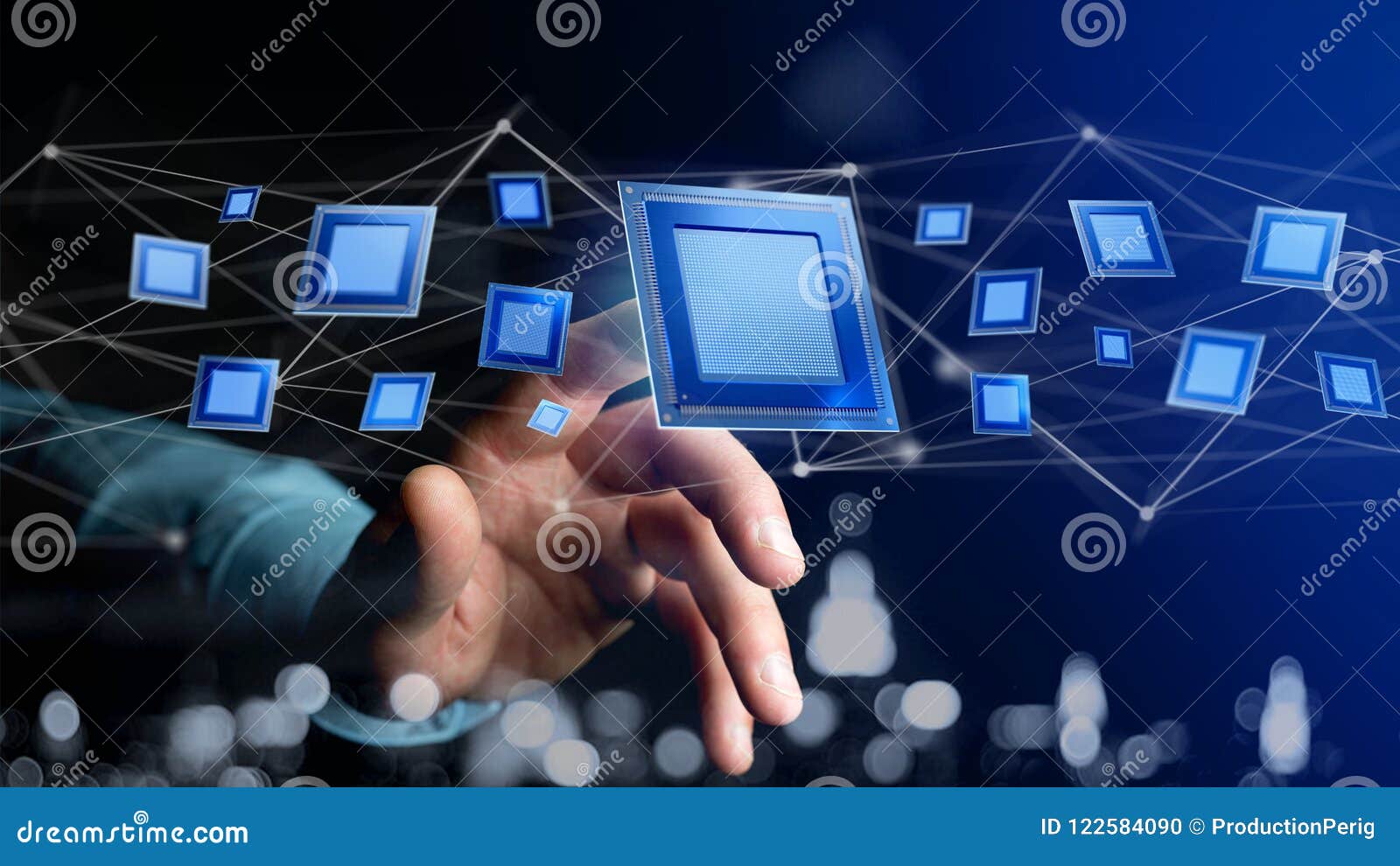 Processor Chip and Network Connection - 3d Render Stock Photo - Image ...