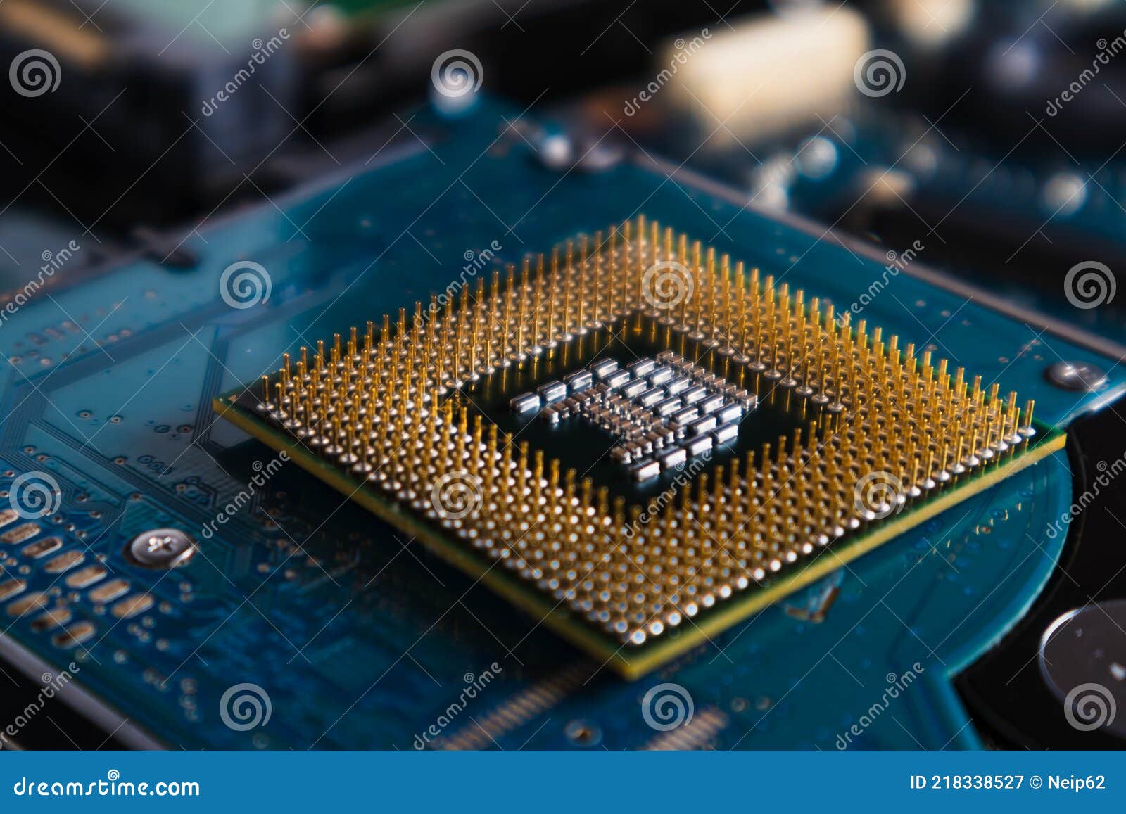 Processor on Chips Close-up. Soft Focus Stock Image - Image of system ...