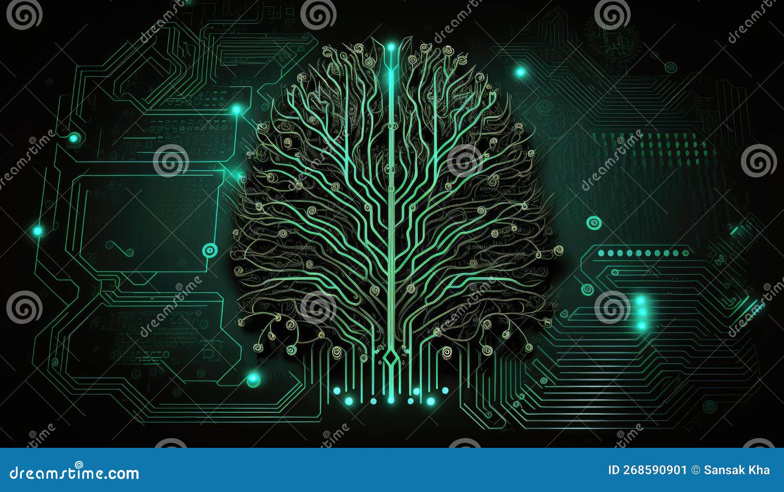 Processor Chipset and Circuit Board Background. Futuristic Cyberspace ...